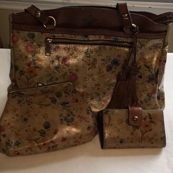 Patricia Nash | Bags | 3 Piece Set Patricia Nash Floral Leather Tote ...